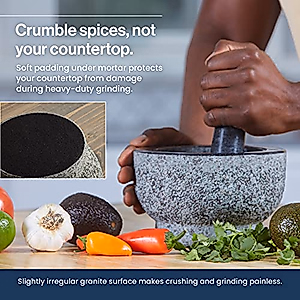 HiCoup Kitchenware 6-Inch Granite Mortar & Pestle Set for Spices, Herbs, Guacamole