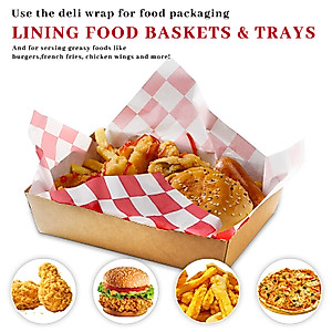 500 Deli Paper Sheets 12 x 12 Inch Red and White Checkered Food Wrapping Papers Grease Resistant Food Wrap Sandwich Paper Wraps Disposable Paper Liner for Picnics Barbecue Restaurants Cookout Party