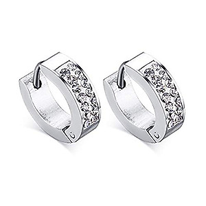 KARAY Stainless Steel Womens Mens Hoop Earrings Huggie Earrings CZ Piercings Hypoallergenic 18G (1pair Silver)