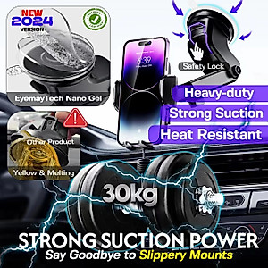 Eyemay 2023 Upgraded Car Phone Holder - [ Bumpy Roads Friendly ] Phone Mount for Car Dashboard Windshield Air Vent 3 in 1, Hand Free Mount for iPhone 15 14 13 12 Pro Max Samsung All Cell Phones