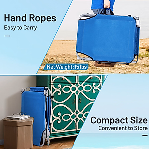 Giantex Outdoor Folding Chaise Lounge, Portable Tanning Chair with 5 Adjustable Positions, 360°Rotatable Canopy Shade, Storage Pocket, Patio Lounge Chair for Beach, Lawn Sunbathing Chair (2, Navy)