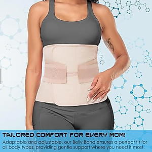 Postpartum Belly Wrap Postpartum Belly Band, Abdominal Binder Postpartum Essentials Post Surgery Belly Support Belt(Small/Medium, 2-Beige)
