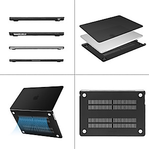 MOSISO Compatible with MacBook Air 15 inch Case 2023 2024 Release M3 A3114 M2 A2941 with Liquid Retina Display & Touch ID, Protective Plastic Hard Shell Case & Keyboard Cover Skin, Black