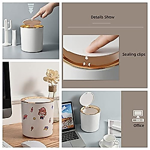 Mini Trash Can with Lid, -Wastebasket for Bathroom Vanity, Desktop, Tabletop Kitchen, Tabletopand Officeor Coffee Table - Dispose of Cotton Rounds, Makeup Sponges, Fruit Peel (White)