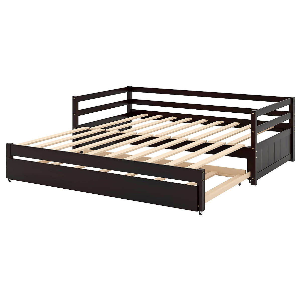 Bellemave Twin Daybed with Trundle, Espresso, Wood Extendable Day Bed Frame, Modern Furniture for Girls Boys Teens