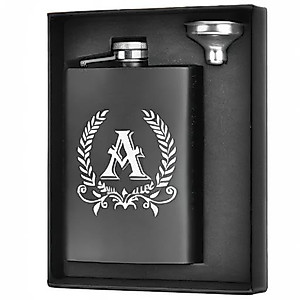 ELEGANTPARK Hip Flasks for Liquor for Men with Initials Monogrammed Gifts for Men Birthday Personalized Gifts for Him Groomsmen Dad Engraved Hip Flask with Funnel 8 OZ Letter A