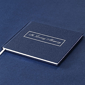 Spacobo Funeral Guest Book for Memorial Service in Loving Memory Guest Book for Funeral Guest Sign in Book (Book, Navy)