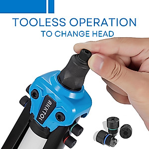 AKKTOL Rivet Gun Kit, 1/4" Pop Rivet Gun Kit with 210 Blind Rivets, Heavy Duty 13" Full Metal Rivet Gun Tool with 5 Nosepieces incl. 1/4", 3/16", 5/32", 1/8", and 3/32" for Metal, Gutter & Automotive