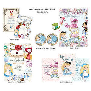 Silly Goose Gifts Alice Party Supplies Welcome to Wonderland Birthday (Invitation) 12 Included Invite Cartoon Party Birthday