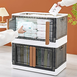 UrbanX Collapsible Storage Cabinet- Versatile and Easy to Assemble Storage Solution for Home and Office- Storage Bins With Lids/Plastic Storage/Stackable- 19 Gal Folding Storage Box- White- 2 pieces