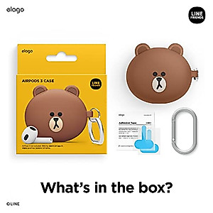 elago | LINE Friends Case Compatible with AirPods 3 Case Cover, Cute 3D Design Case Compatible with AirPods 3rd Generation Case 2021, Protective Silicone Case with Keychain, Wireless Charging (Brown)