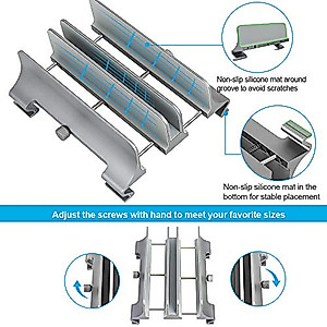 Vertical Laptop Stand [Updated Version],3-Slot Space-Saving Aluminum Desktop Stand Holder with Adjustable Dock Size Compatible for All MacBook/HP/Dell/Surface/Samsung/Chrome Book(Silver)