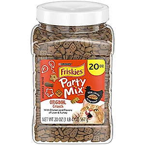 Purina Friskies Made in USA Facilities Cat Treats, Party Mix Original Crunch - 20 oz. Canister