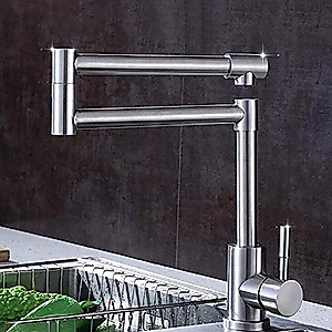 ShiSyan Y-LKUN Taps Sink Faucet Kitchen Faucet Folding Stretchable Stainless Steel Kitchen Sink Faucet Single Handle 360 ° Rotation Modern Style Brushed Nickel