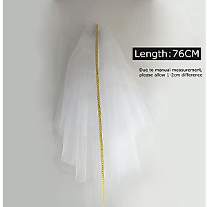 Edith qi Women's Simple Tulle Bridal Veils Short Wedding Veils For Brides Bachelorette Party Ivory,Free Size