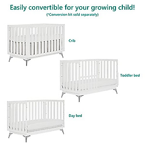 Dream On Me Ultra Modern 4-in-1 Convertible Crib in White, Greenguard Gold Certified, 3 Mattress Height Settings, Fixed Stationary Side Rails, Wooden Furniture