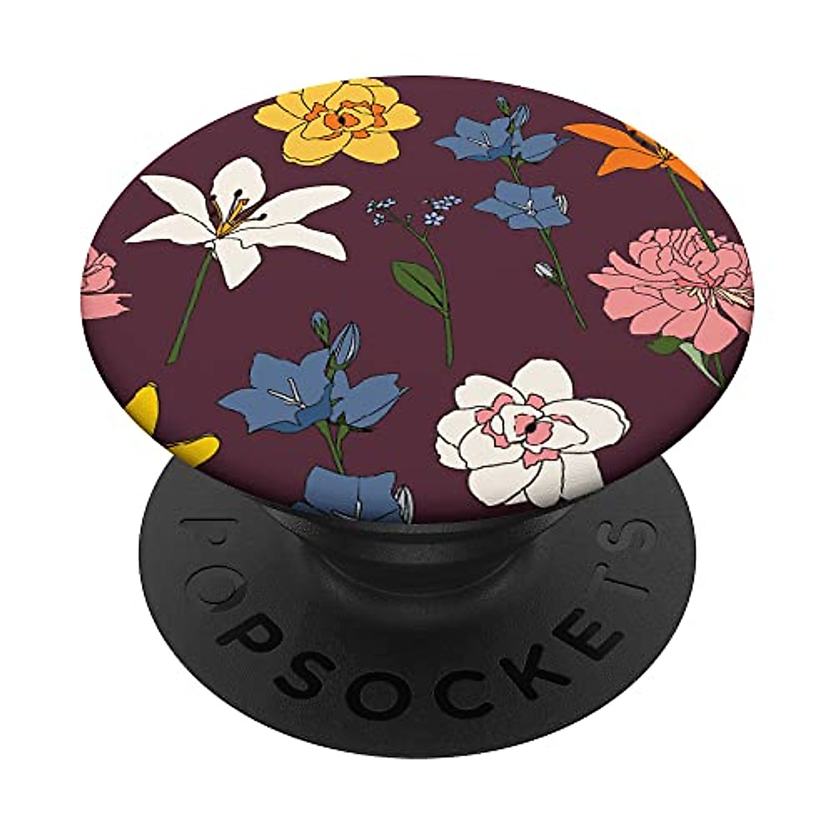 Cute Wine Red Floral Flower Design PopSockets Swappable PopGrip