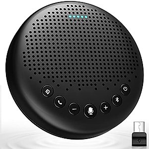 Conference Speaker and Microphone - EMEET Luna 360° Voice Pickup w/Noise Reduction/Mute/Indicator USB Bluetooth Speakerphone w/Dongle for 8 People Daisy Chain for 16 Compatible with Leading Software