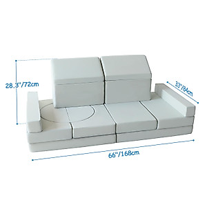 Lifestan Modular Kids Couch 14PCS, Play Couches for Creative Toddlers, Foldable Foam Couch for Playroom, Convertible Explorer Play Sofa Set for Indoor Playing, Creating, Sleeping1