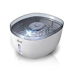 Rosewill 2L Automatic Pet Water Fountain, LED Indicator & Auto Turn Off, 2 Modes Water Dispenser, Incredibly Quiet, Low Energy Consumption, White - (RPWF-21001)