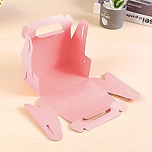 Lainrrew 30 Pcs Gable Candy Treat Boxes, Small Goodie Boxes ,Kraft Paper Gift Box for Christmas Party Decorations Birthday Party Favors (Pink)