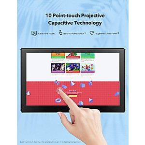EVICIV Raspb Pi 10.1 Inch Touchscreen Display with Rear Housing - 1366x768 Support, Type-C, IPS 178° Ultra-Wide View Angle Monitor with Cooling Fan, 10 Finger Capacitive Touch