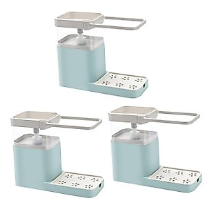 Amosfun 3pcs Shelf Dispenser Soap Pump Towel Hangers Liquid Soap Dispenser Countertop Sponge Holder Sponge Holder for Sink Manual Essence Dispenser Storage Case