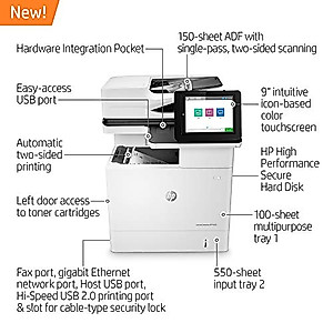 HP LaserJet Enterprise MFP M636fh Monochrome All-in-One Printer with built-in Ethernet & 2-sided printing (7PT00A)