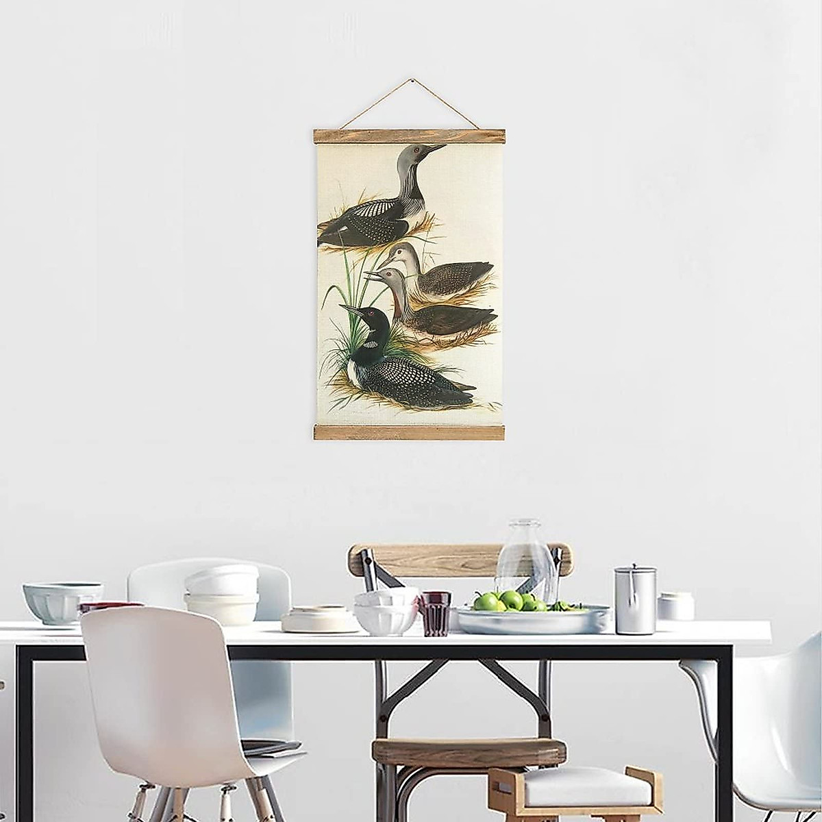 BAWUTZ Red-throated Loon Frame Scroll Poster Wall Hanging Decor Paintings Wood Frame Kit Hanger for Living Room Bedroom Decoration