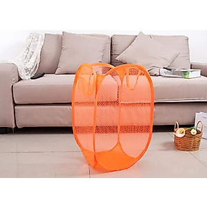 Rectangle Nursery Baskets Baby Clothes Laundry Organizer Mesh Storage Hamper for Toys Children Pop Up Trash Can,Orange