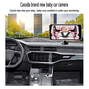 Baby Car Camera, Casoda Wireless Car Camera for Baby, Crystal Clear View Infant in Rear Facing Back Seat, Support Photo Video, Perfect Night Vision, Easy to Watch Baby's Every Move