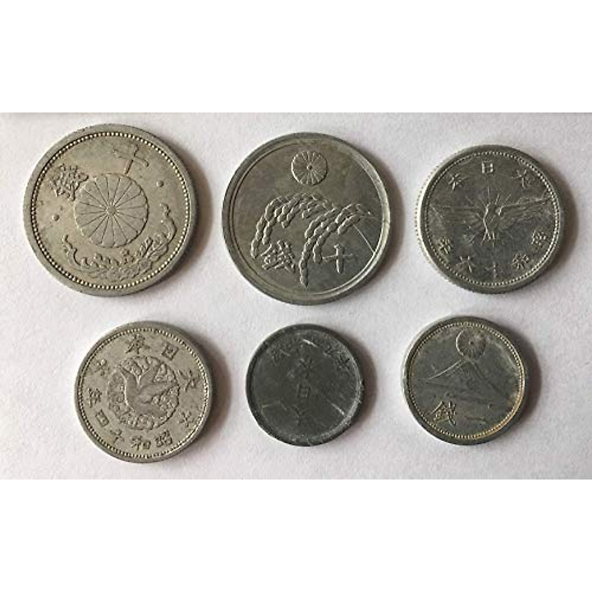 1 Authentic Historical WW2 Era (1946-1938) Japanese 6 Coin Set. Coinage From World War 2 German Ally Era Japan. Circulated Condition Graded by Seller