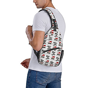 JSHXJBWR New Year Pattern With Santa Claus Ho Ho Ho Chest Bags Holiday Xmas Crossbody Sling Bag Travel Hiking Backpack Casual Shoulder Daypack For Adults Women Men