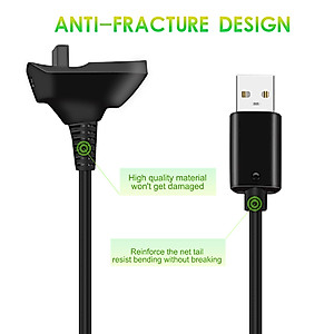 2Pack 6Ft Charging Cable for Xbox 360, Wireless Controller USB Charging Cable Compatible with Microsoft Xbox360 / xBox 360 Slim Wireless Game Controllers