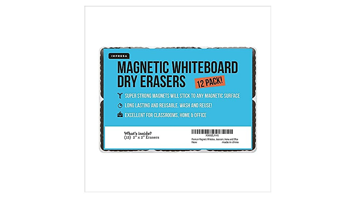 Impresa Mini Magnetic Dry Erase Erasers - 12 Pack