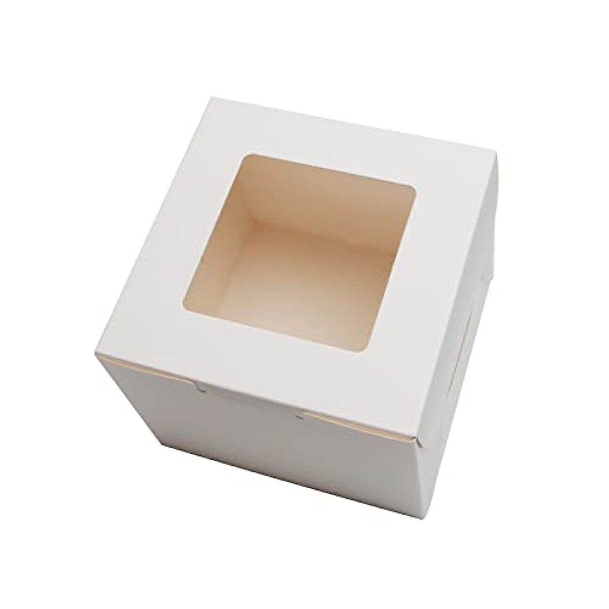 PQZKLDP 12Packs 6x6x5 Inches White Cake Boxes with Window, Gift Packing, Bakery Boxes, Dessert, Pastry, Cupcake, Pie Cookies, With Stickers,66 FT Twine (6 * 6 * 5 Inch, White)