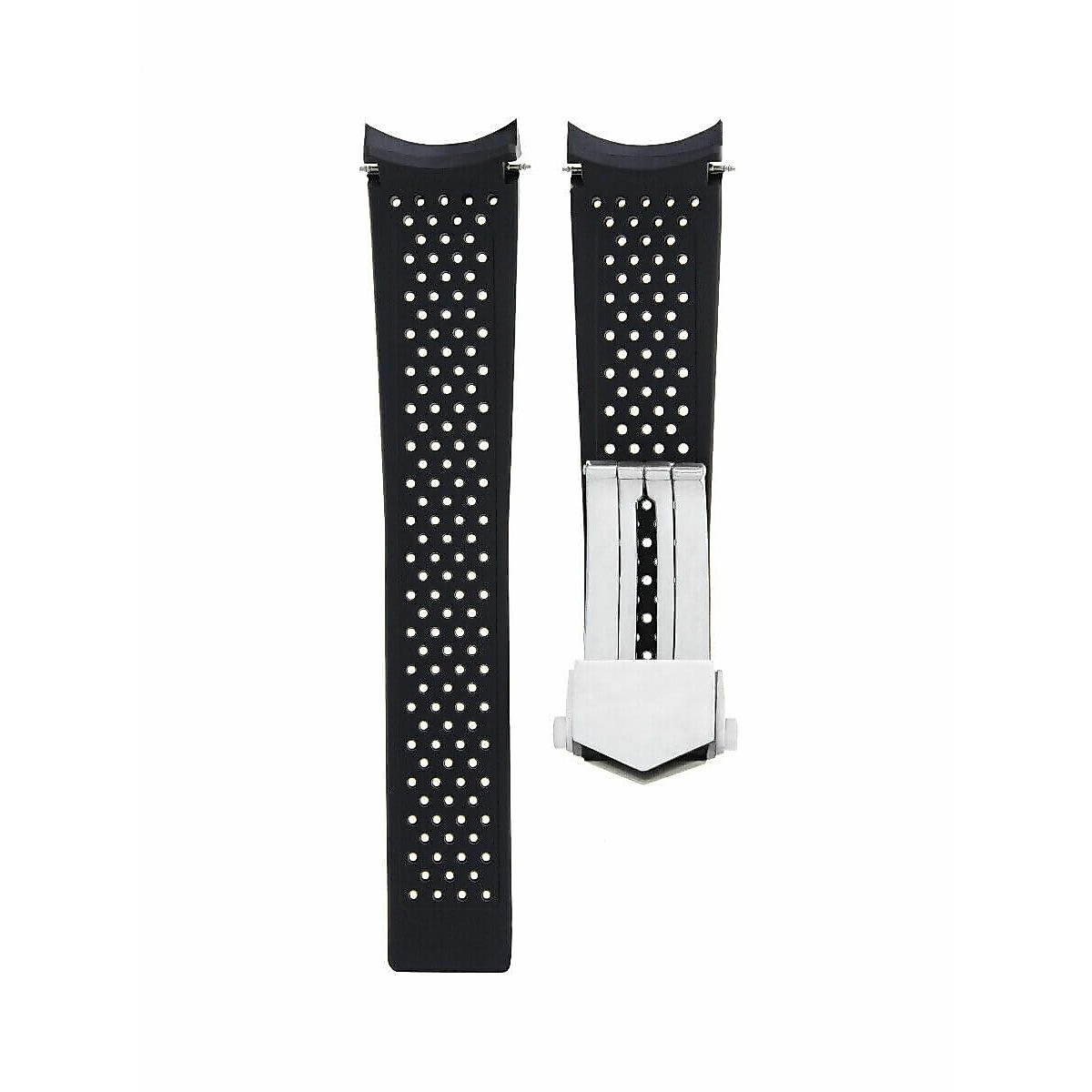 Ewatchparts 22mm Rubber Band Strap Compatible With Tag Heuer Grand Carrera Calibre 5 With Clasp Black