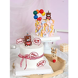 Cartoon Hug Bear Candle Set,Cute Mini Bear and I Love You Funny Baby Kids Children Happy Birthday Candles,Party Supplies,Cake Decoration