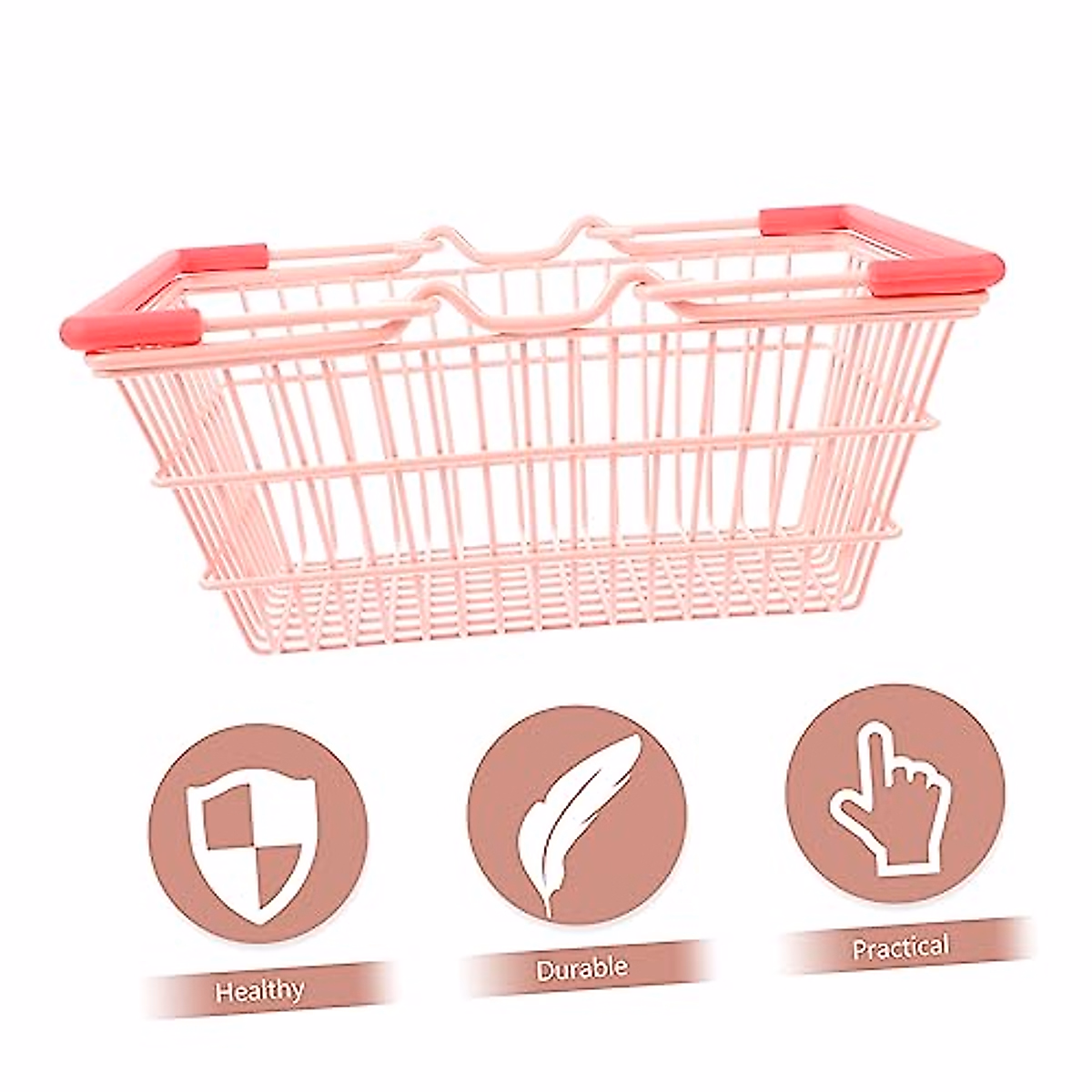 TIDTALEO Shopping Basket Hanging Basket Grocery Basket Makeup Hamper Plastic Storage Baskets Storage Baskets Pink Storage Basket Shopping Storage Basket Pretend Play Shopping Basket