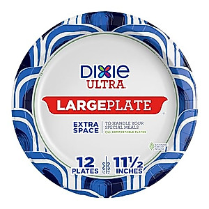Dixie Ultra Large Plates, Disposable Plates for Heavy Messy Meals, 12 Count (Pack of 1)