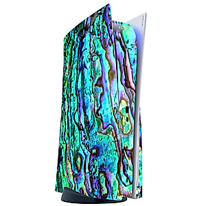 ITS A Skin Skins Compatible with Sony Playstation 5 Console Disc Edition - Protective Decal Overlay Stickers wrap Cover - Abalone Ripples Green Blue Purple