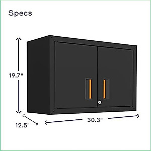 itbe Ready-to-Assemble Floating Garage Storage Cabinet - Wall Mount Garage Cabinet w/Lockable 2 Doors, 44 lbs Shelf Capacity, Removable Shelf, Small Steel Metal Cabinet(Black)