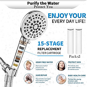 DOILIESE 6 Settings Shower Head with Handheld, High Pressure Shower Head Filter for Hard Water - 15 Stage Filtered Shower Head with Hose for Remove Chlorine Heavy Metals and Other Sediments (Chrome)
