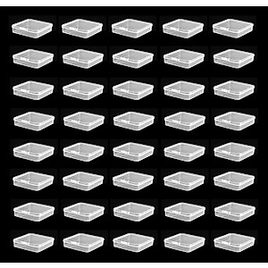 Pcxino 40 Pack 5.5cm Small Clear Storage Box,Clear Plastic Beads Storage Containers Box with Hinged Lid for Small Items and Craft Projects