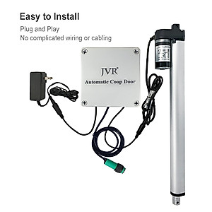 JVR Chicken Coop Door Automatic Smart 2.4 GHz WIFI Opener with Safety Mechanism, Work With Alexa & Google Assistant, Rainproof Sunrise/Sunset Timer Controller Actuator Motor APP/Remote (Smart Version)