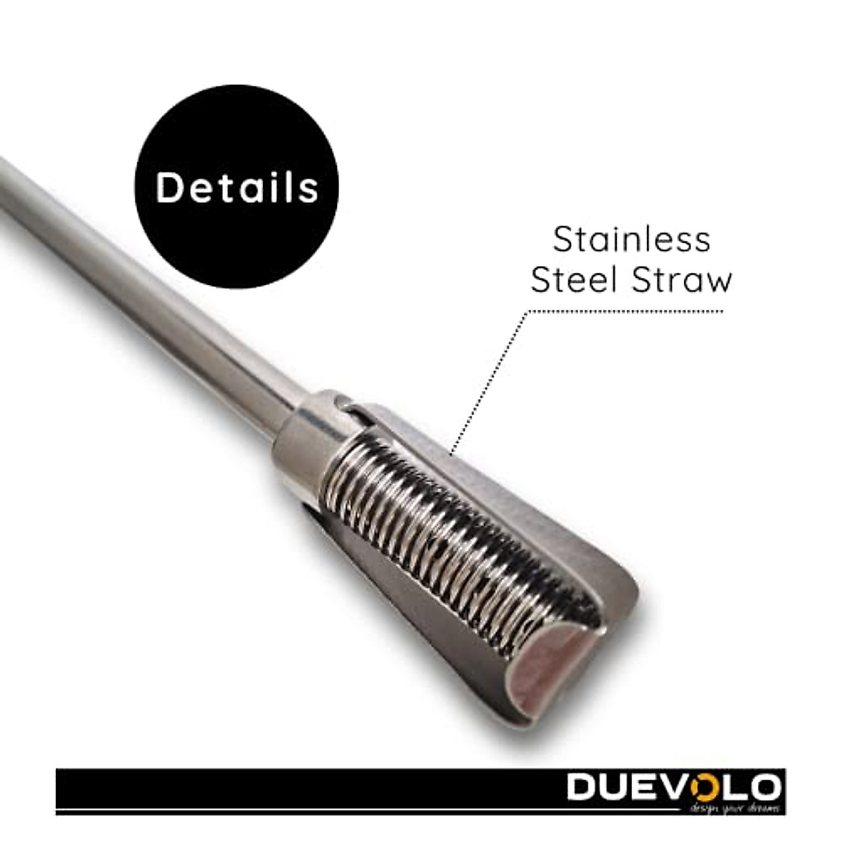 DUEVOLO Stainless Steel Spring Bombilla Flat (Straw), with detail heat difusor. Removable system for easy cleaning. Yerba Mate Cup Bombilla Gourd Drinking Filter Straws. Yerba Mate Gourd.