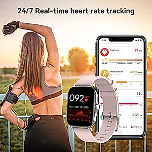 Smart Watches for Women (Answer/Make Call),IP68 Waterproof Smartwatch with Call and Text 1.7" Fitness Tracker for Android iOS Phones Health Watch with Sleep Tracker Sports Watch with Step Counter GPS