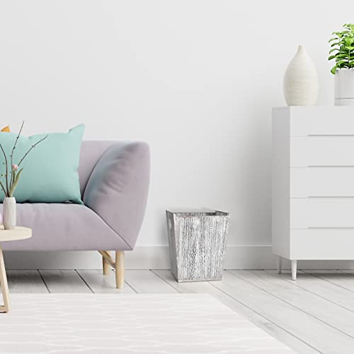 ETELI Wood Waste Basket Small Trash Can for Office Rectangular Garbage Can Decorative with 2 Handles for Bathroom Bedroom Kitchen Hotel