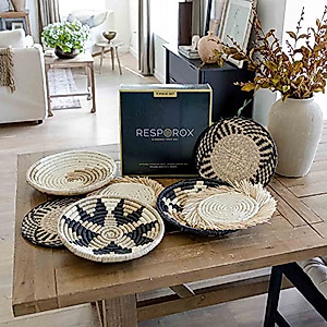Hanging Woven Wall Basket Set - 7 Unique Handcrafted Seagrass Baskets for Boho, Farmhouse & Rustic Wall Decor, Table Settings & More - Ready to Hang with Nails & Marking Pencil Included