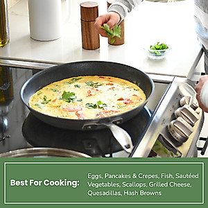 American Kitchen - 12 inch Premium Nonstick Skillet & Frying Pan, Stainless Steel, Durable Coating, Made In America